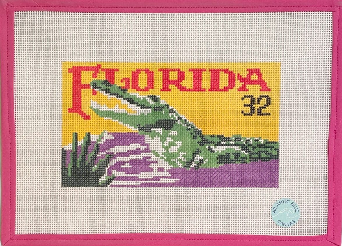 Florida Alligator- 13 Mesh 7 1/2" x 4 1/4" - Radish Roots Needlepoint