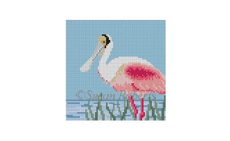 Spoonbill Coaster 4" x 4" -18 Mesh | Radish Roots Needlepoint
