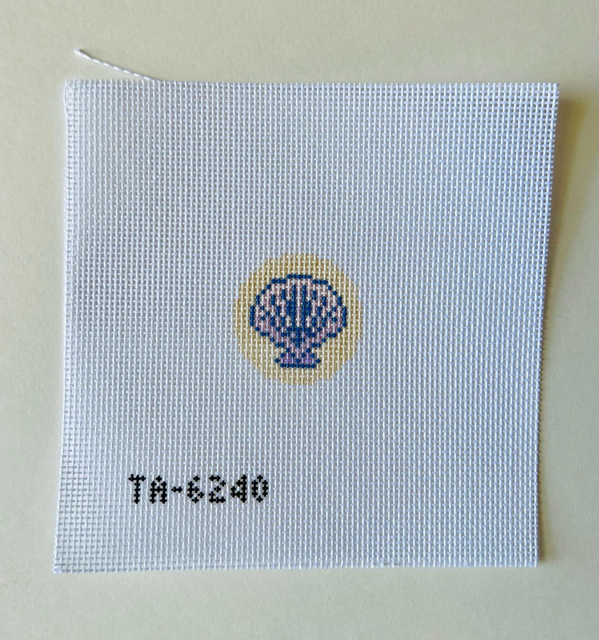 Scallop Key Fob Insert Tile 18 Mesh | Radish Roots Needlepoint