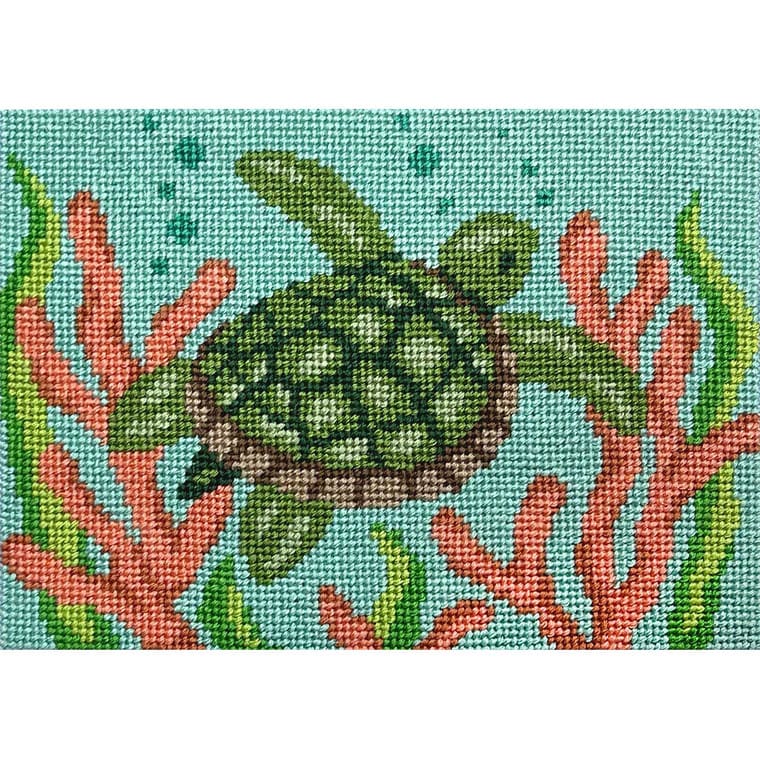 Sea Turtle- Canoodles Needlepoint Kit- 7″ x 5″- 14 Mesh | Radish Roots ...