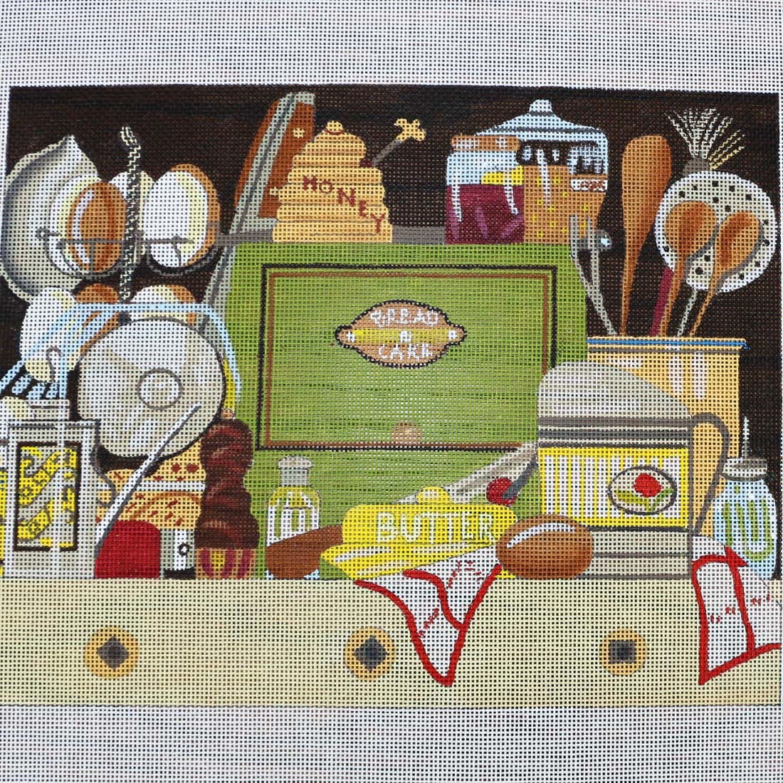 EWE-682 (Kitchen Clutter II) | Radish Roots Needlepoint