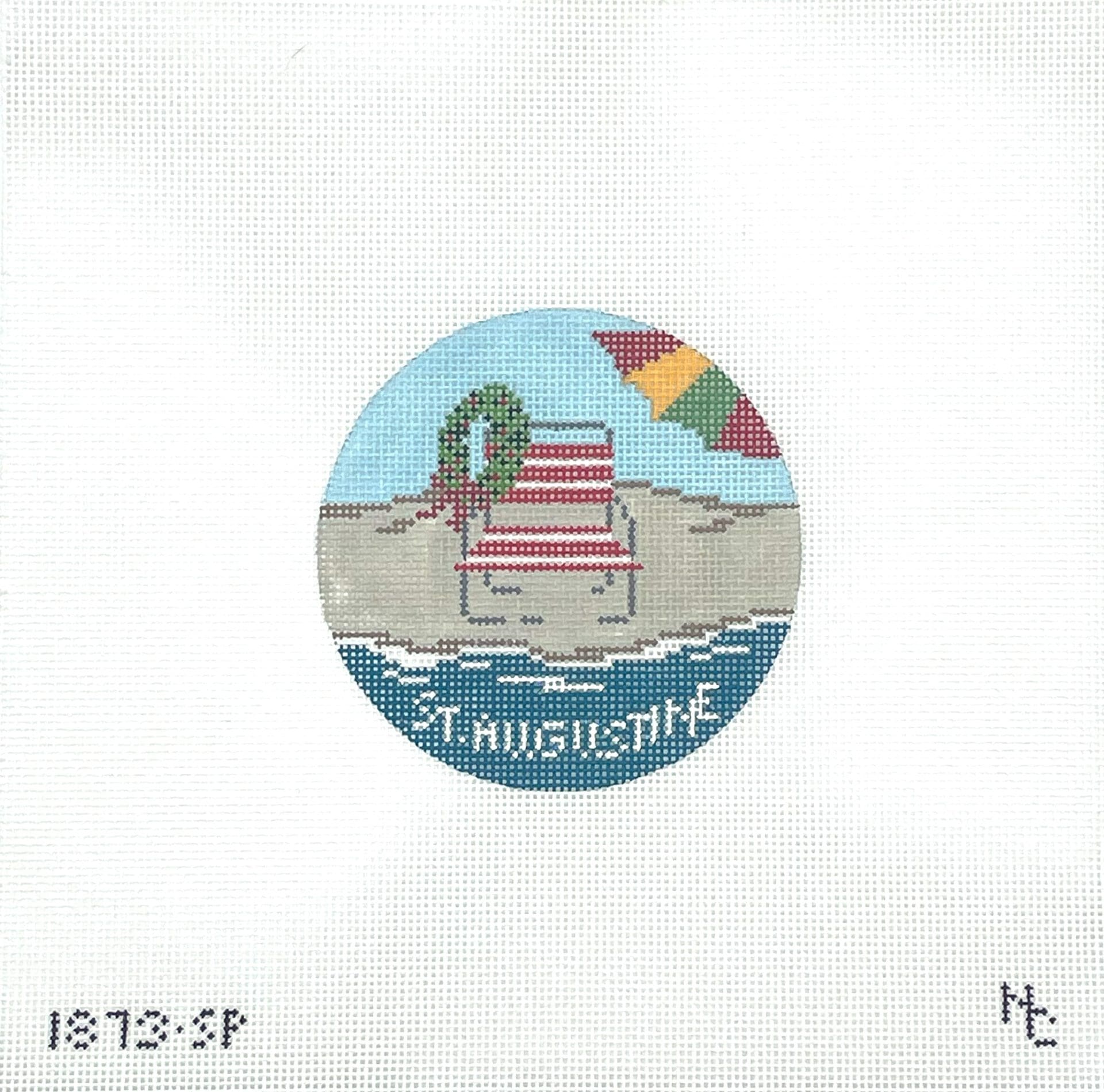 Christmas Beach Chair: St. Augustine - 18 Mesh - Radish Roots Needlepoint