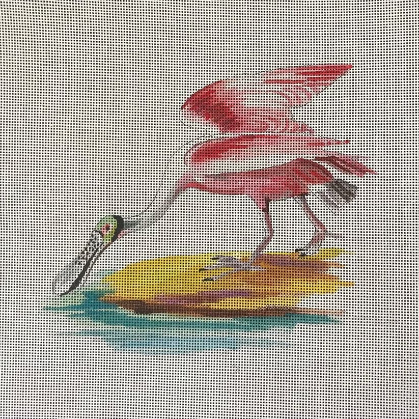 AN488-Spoonbill-7x6 / 18M | Radish Roots Needlepoint