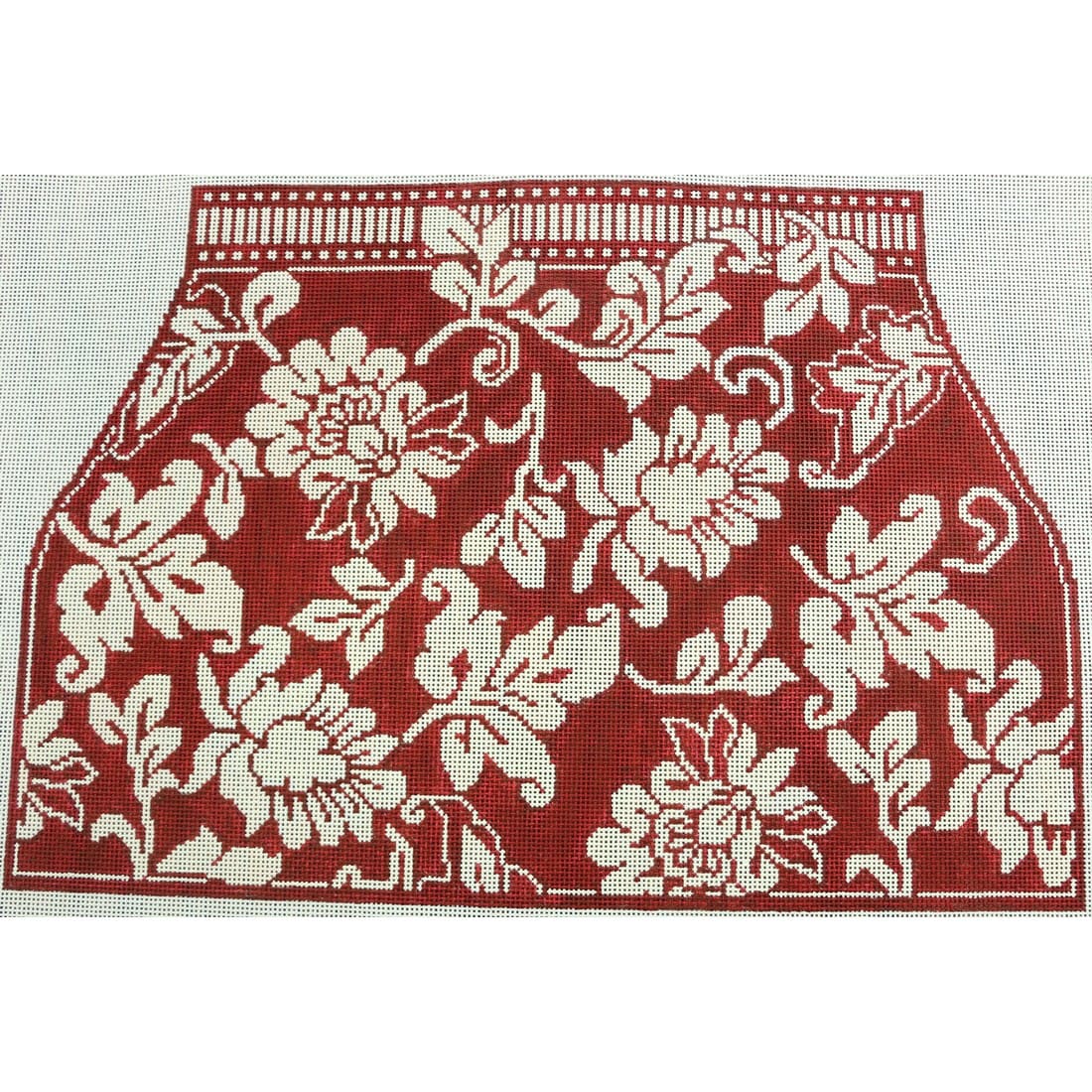 Wg12154-13 Ct Karen's Red Damask 4 Pc Tote | Radish Roots Needlepoint