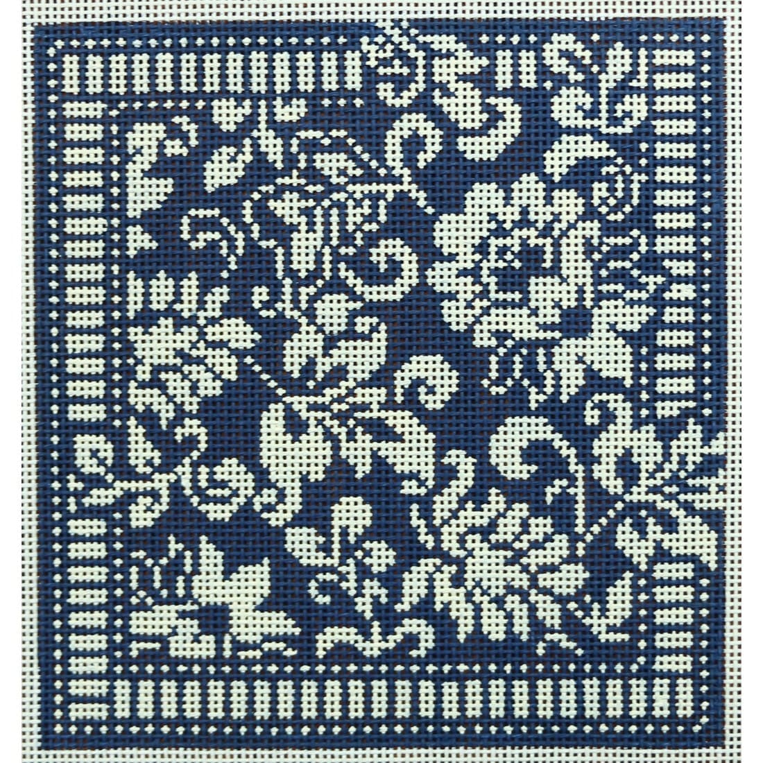Wg12853-13 Ct Navy Damask Egc | Radish Roots Needlepoint