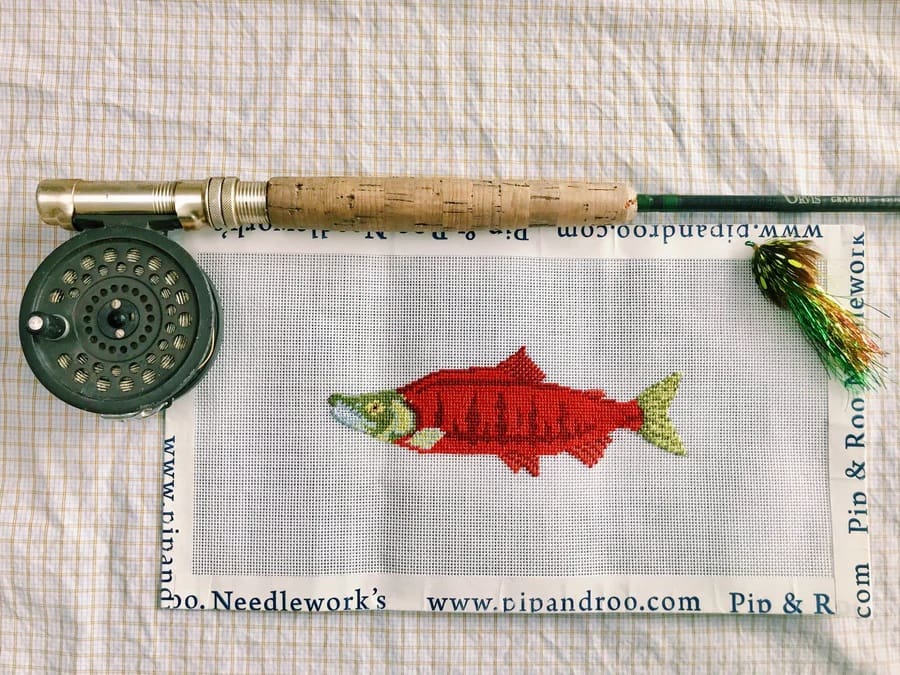 PIP-0099 Sockeye Salmon | Radish Roots Needlepoint
